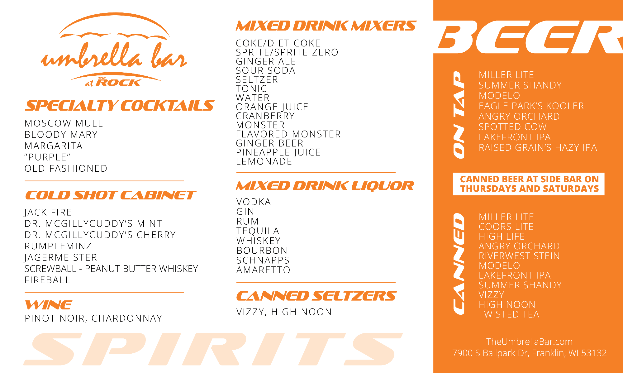 The Umbrella Bar at The Rock (Franklin, WI) | Ballpark Commons